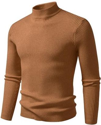 Generic Sweat Capuche Zipp&eacute; Homme Pull Montant Marron Beau Boss Thermique Molletonn&eacute; Ecriture Chauffant Textur&eacute; Italien Musculation Matelass&eacute; Rayure Hoody Shi
