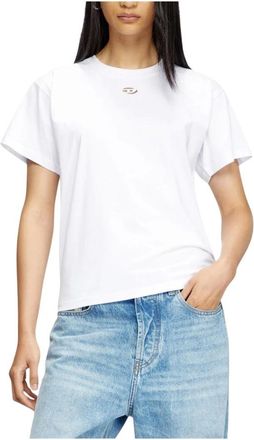 Diesel Femme, Tops, Blanc, Taille: 38 FR T-shirt avec d&eacute;coupe Ovale D