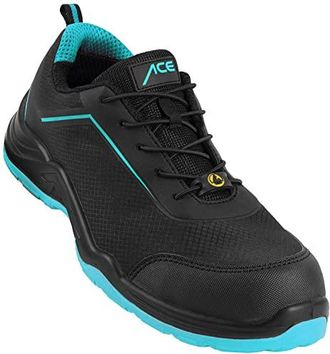 Ace Chaussures de Travail Sapphire - Chaussures de sécurité pour Le Travail - S1-P SRC ESD - Noir/Turquoise - 46