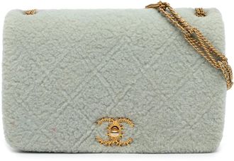 Chanel Hobo Bags - Quilted Shearling Chain Flap - Gr. unisize - in Grau - f&uuml;r Damen