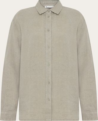 Knowledge Cotton Apparel Damen vegan Hemd Loose Leinen Twill Beige