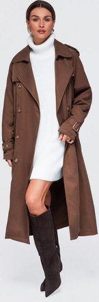Ombre Trenchcoat Damen Trenchcoat mit Tailleng&uuml;rtel elegant Braun L (kein Set, 1-tlg)