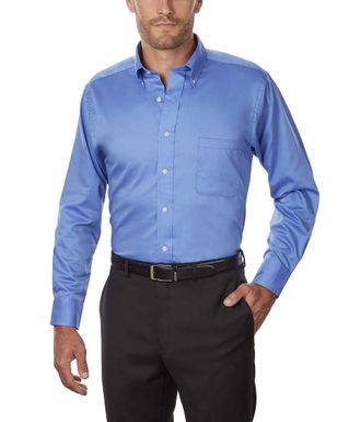 Van Heusen Herren Normale Passform, Twill, Einfarbiger Button-down-Kragen Klassisches Hemd, Kobalt, 19.5-20 Neck 36-37 Sleeve
