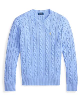 Ralph Lauren Rundhalspullover mit Zopfstrickmuster und kleiner Pony-Stickerei in