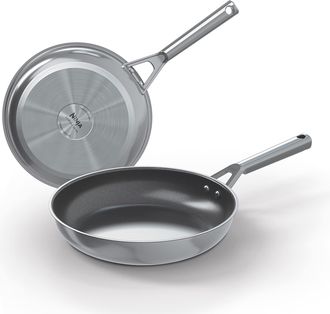 Ninja ZEROSTICK C62100UK Edelstahl-Kochgeschirr, 2-teiliges Bratset, 20/26 cm, langlebig, antihaftbeschichtet, induktionsgeeignet, ofenfest bis 260 °C