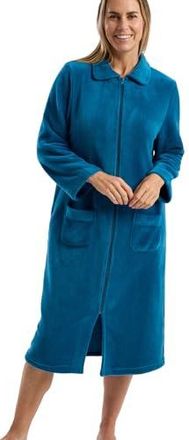 Marlon Ramona Robe de chambre confortable en polaire corail pour femme - Robe douce et chaude avec fermeture à boutons ou à glissière, col Claudine et poches