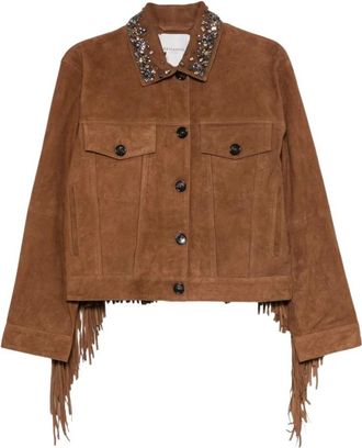 Ermanno Scervino Femme, Vestes, Brun, Taille: 40 FR Leather Jacket