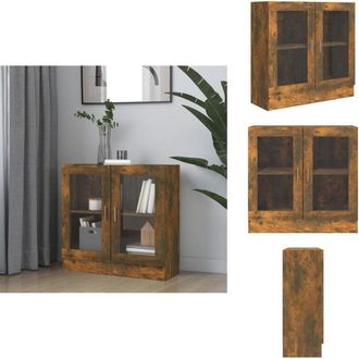 vidaXL Armoire à vitrine Chêne fumé 82,5x30,5x80 cm Bois dingénierie - Bibliothèque - Meuble tv - Armoire Ouverte - Rangement Intérieur - Mobilier Moderne
