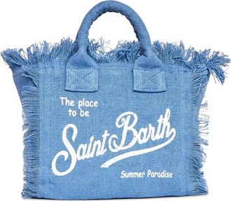 MC2 Saint Barth Femme, Sacs, Bleu, Taille: ONE Size Mini Vanity Linen Tote