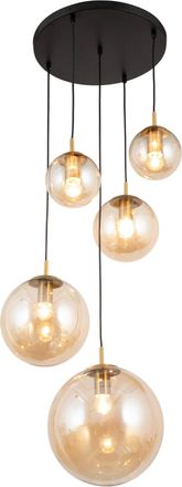 Novel H&auml;ngeleuchte, Bernstein, Metall, Glas, Vintage,Vintage, rund,rund, 135 cm, RoHS, ISO 9001, Bsci, CE, h&ouml;henverstellbar, Lampen & Leuchten, Innenbeleuch