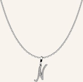 Cada Cada Kette Tiny Diamond Letter N silber