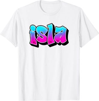 BDAZ Isla Graffiti Personalisierter Name Blau Rosa Frauen M&auml;dchen T-Shirt