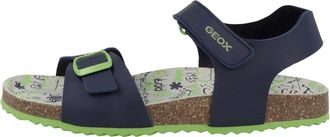 Geox J Ghita Boy Sandal, Navy/Lime, 24 EU