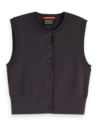 Scotch & Soda Damen Compact Knit Spencer Sweater, Charcoal a U078, S