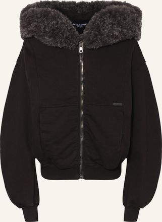 Dolce & Gabbana Sweatjacke Mit Kunstfell schwarz
