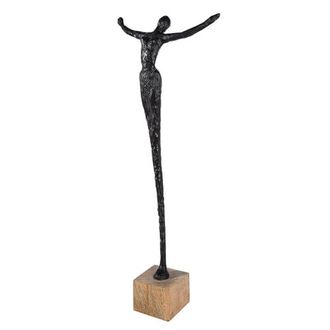 Gilde Skulptur Freedom aus Kunstharz und Mangoholz - naturfarben und schwarz - H&ouml;he 70cm x Breite 29cm - Menschenfigur