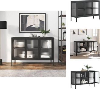 vidaXL Sideboards - Living Sideboard Schwarz 105x35x70 cm Glas und Stahl