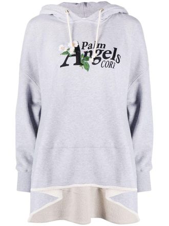 Palm Angels hoodie &agrave; design drap&eacute; - Gris