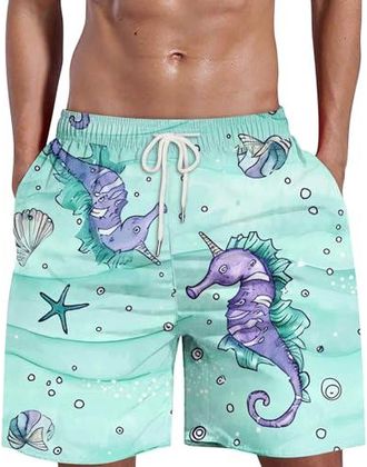 Generic Short de bain d&eacute;t&eacute; pour homme - Cool - Imprim&eacute; num&eacute;rique - Taille &eacute;lastique - Style d&eacute;contract&eacute; - Tendance - Short de plage - Vacances - Pantalon l&eacute;ge