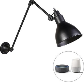 QAZQA Smarte Wandleuchte schwarz verstellbar inkl. wlan A60 - Wye