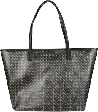 Tory Burch Tory Burch Shopper & Totes - Trapezoidal Black Cotton Tote With Subtle Pattern - Gr. unisize - in Schwarz - für Damen