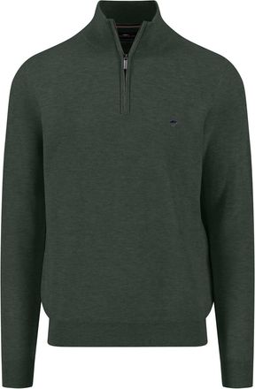 Fynch-Hatton Troyer aus Baumwolle mit Strukturstrick Dark ivy / 4XL