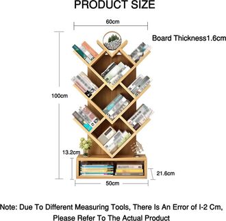 Generic Baumf&ouml;rmiges B&uuml;cherregal, vertikales B&uuml;cherregal, schmales B&uuml;cherregal, mehrschichtiges Design spart Platz, geeignet for Wohnzimmer und Arbeitszimmer(