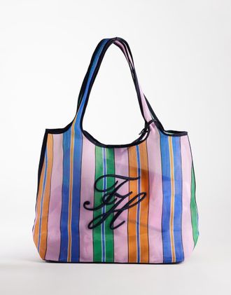 Tommy Hilfiger Cabas de plage en tulle &agrave; logo manuscrit - Multicolore