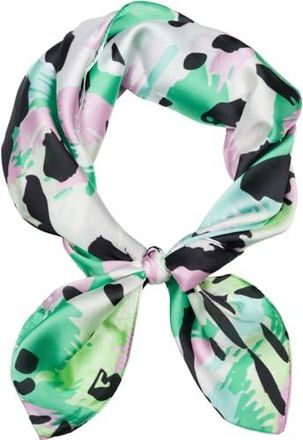 styleBREAKER Foulard femme avec motif léopard tropical, foulard carré, foulard multicolore, bandana 01016232, couleur:Vert-Rose