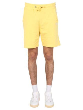 Alpha Industries Logo Embroidery Cotton Bermuda Shorts - Yellow