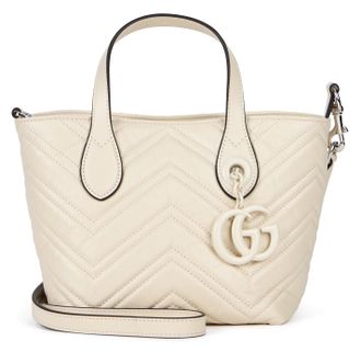 Gucci Womens Handbag Gg Marmont Mini Chevron Cream Calf Skin Handbags Hand Bags
