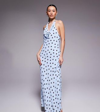 Forever New Robe longue &agrave; pois et col b&eacute;nitier - Bleu