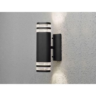 Konstsmide led Design Außenwandleuchte Up-Down Höhe 30cm aus Aluminium, Schwarz
