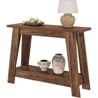 Tribesigns Tribesigns Table console rustique &eacute;troite &agrave; 2 niveaux avec rangement pour salon, couloir, foyer, 105 cm, marron rustique