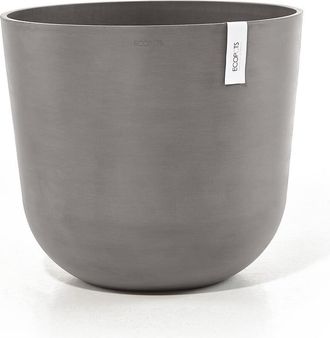 Ecopots Blumentopf Oslo Braun Grau - mit Wasserversorgung - Durchmesser Ø 25 cm rund groß - Pflanzentopf aus Recycling Kunststoff - Übertopf modern für Indoor