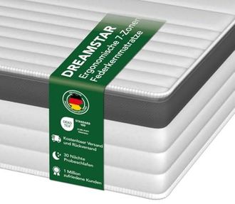 Dreamstar Dreamstar Matelas &agrave; Ressorts Ensach&eacute;s Gold, Matelas Orthop&eacute;dique &agrave; 7 Zones &agrave; Ressorts Cylindriques Ensach&eacute;s, Hauteur 21 cm, Certifi&eacute; Oeko-Tex, Duret&eacute; 