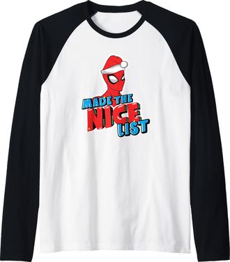 MARVEL Spider-Man Christmas Santa Hat Made The Nice List Raglan