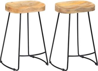 vidaXL Tabourets de bar Gavin lot de 2 bois de manguier massif
