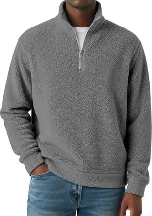 Generic Sweatshirts pour hommes, pulls pour hommes, automne et hiver, manches longues, col en V, fermeture éclair, décontracté, couleur unie, haut à manches l