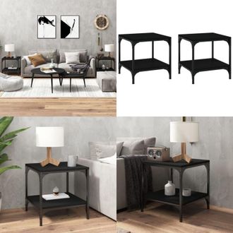 vidaXL Vidaxl - Beistelltische 2 Stk. Schwarz 40x40x40 cm Holzwerkstoff - Industrieller Stil - Beistelltisch - Couchtisch - Wohnzimmerstil - Holzwerkstoff