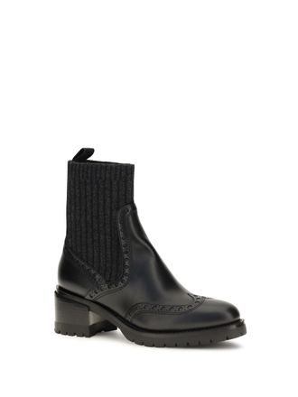 Santoni Womens Ferret Leather Boots Black