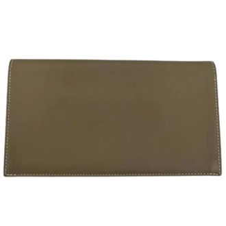 Herm&egrave;s Pre-owned Citizen Twill Long Wallet Leather - Femme - Pre-owned - Beige - Taille: ONE Size