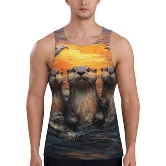 Generic D&eacute;bardeur respirant &agrave; s&eacute;chage rapide sans manches pour homme pour entra&icirc;nement &agrave; la plage S &agrave; 4XL, Loutre mignonne 19, XXL