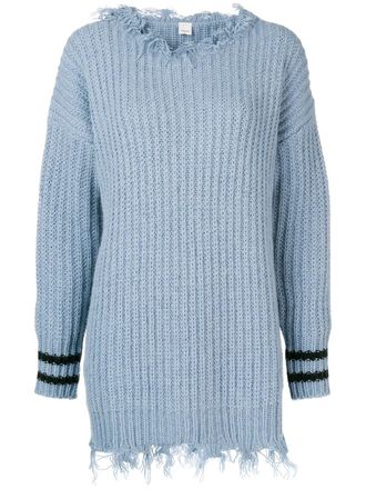 Pinko pull ray&eacute; &agrave; bords effiloch&eacute;s - Bleu