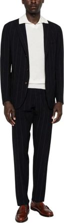 Eleventy Homme, Costumes, Bleu, Taille: XL Costume &agrave; Rayures Crois&eacute; Simple