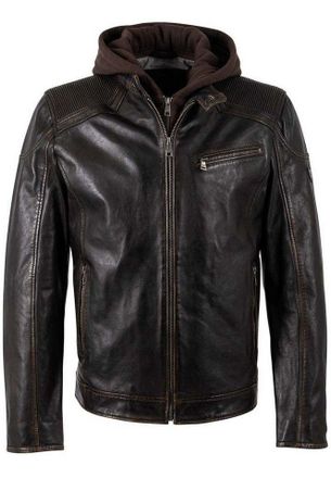 Mauritius Lederjacke Bikerjacke aus Lammleder mit abnehmbarer Kapuze
