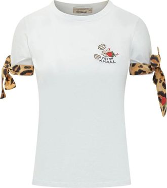 Alessandro Enriquez Femme, Tops, Blanc, Taille: 42 FR Ricamo Kiss T-Shirt