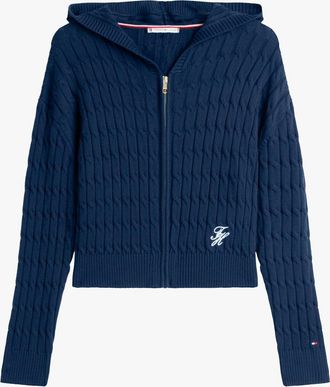 Tommy Hilfiger Gilet droit zipp&eacute; &agrave; capuche en maille de coton