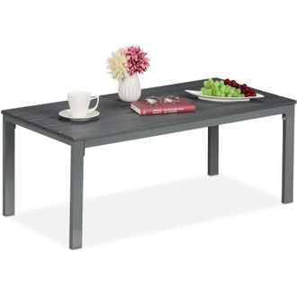 Relaxdays Relaxdays Gartentisch, wetterfest, auch f&uuml;r Terrasse und Balkon, Loungetisch, HBT: 39 x 98 x 48 cm, Outdoortisch, grau