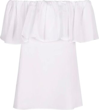 Max Mara Femme, Blouses et Chemises, Blanc, Taille: 34 FR Blouse &agrave; Volants et &Eacute;paules D&eacute;nud&eacute;es